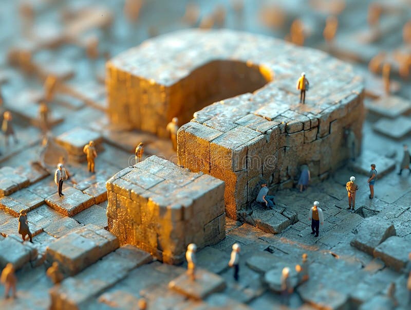 Big Question Mark with Little Puppet People Stock Illustration ...