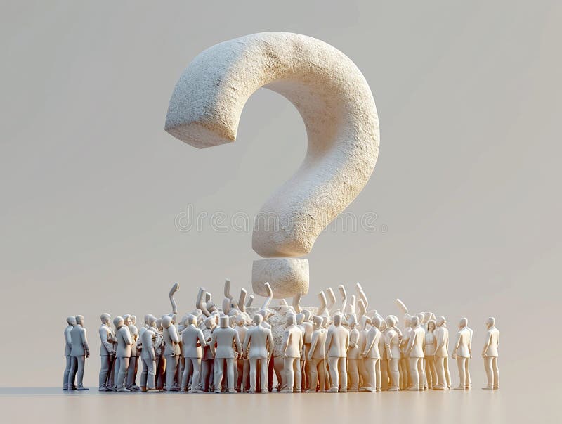Big Question Mark with Little Puppet People Stock Illustration ...