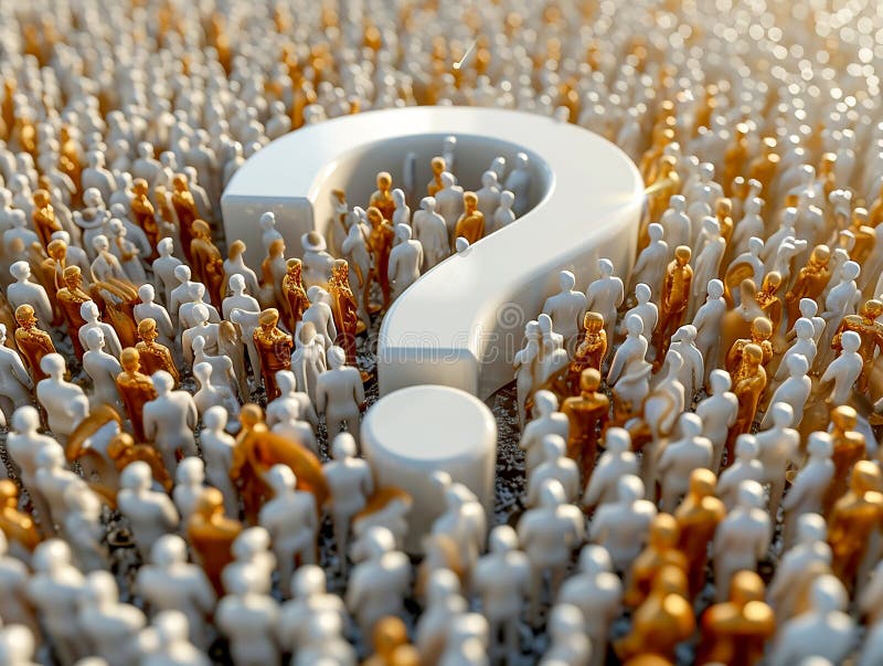 Big Question Mark with Little Puppet People Stock Illustration ...