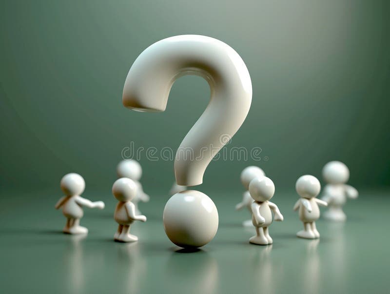 Big Question Mark with Little Puppet People Stock Illustration ...