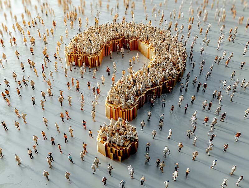 Big Question Mark with Little Puppet People Stock Illustration ...