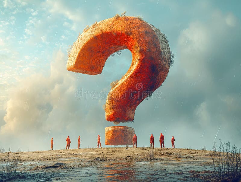 Big Question Mark with Little Puppet People Stock Illustration ...