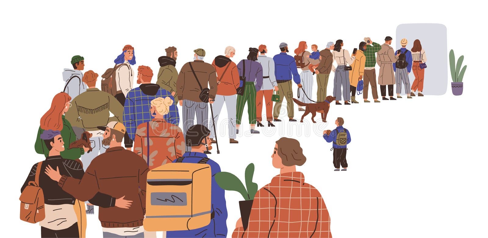 People Waiting in Long Queue Tired Clients in Line Stock Vector ... People Waiting in Long Queue Tired Clients in Line Stock Vector ...