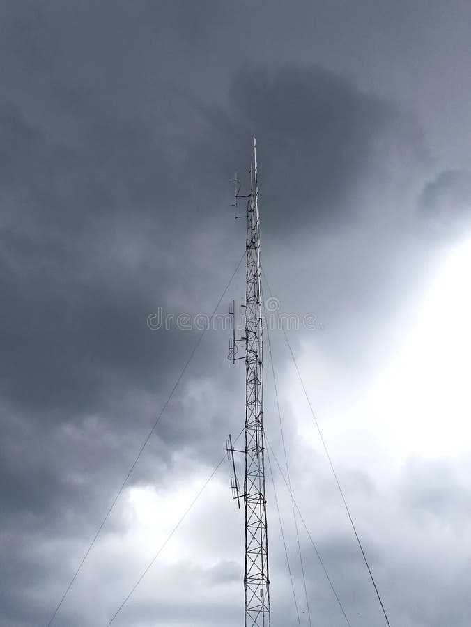 Big Radio Antenna on a Rainy Day Stock Photo - Image of rainy, iron ...