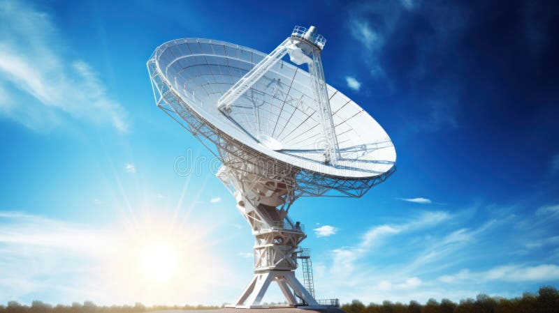 A Big Radio Telescope Pointing To the Blue Sky Stock Illustration ...