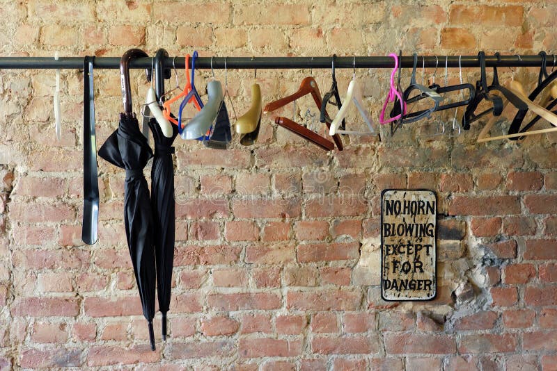 Big Rail Rack and Umbrella and Brick Wall Stock Photo - Image of view ...