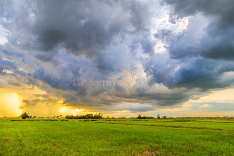 Rain Clouds Over Irrigation Canal Stock Image - Image of thailand ...