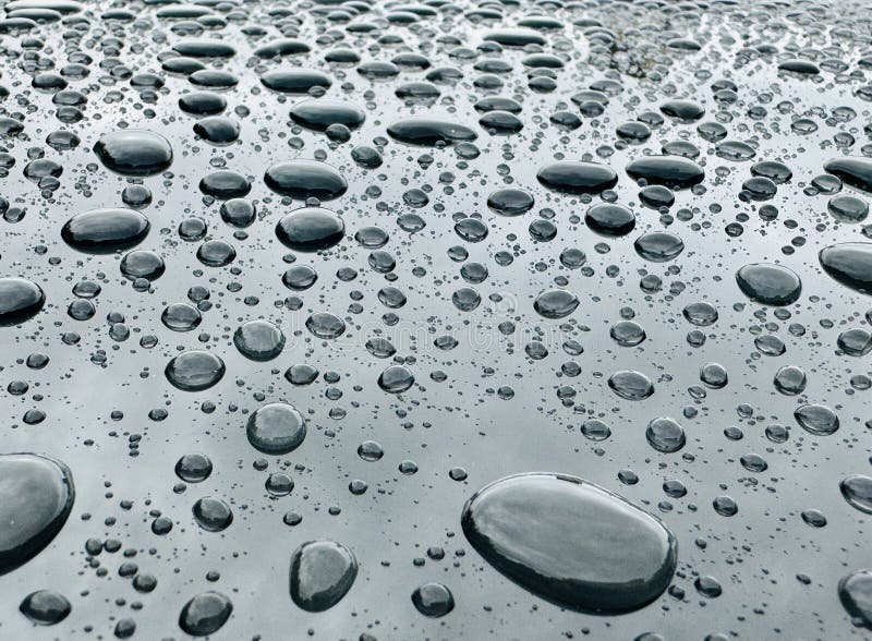 Big Rain Drops on the Metal Surface Stock Image - Image of metal, macro ...