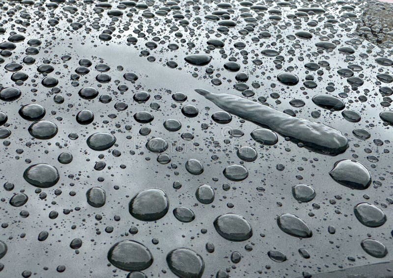 Big Rain Drops on the Metal Surface Stock Image - Image of closeup ...