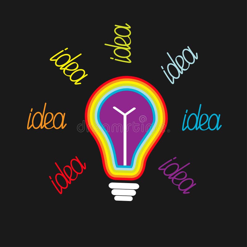 Big Rainbow Colored Light Bulb. Idea Concept Stock Vector ...
