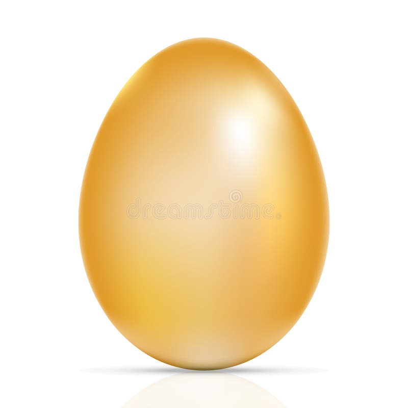 Big Realistic Golden Chicken Egg with Shadow on White Background ...