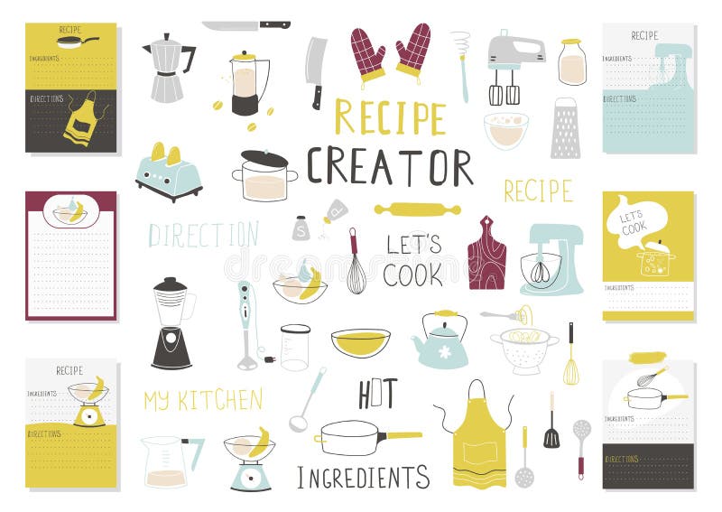 Big Recipe Creator Template Set for Cookbook. Stock Vector ...