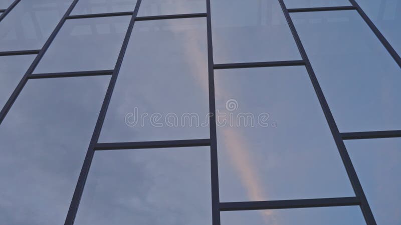 Big Rectangular Mirror Windows of Building Reflecting Sky Stock Footage ...