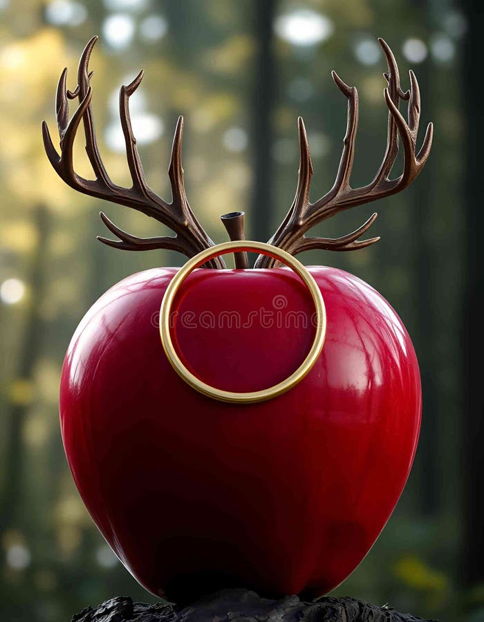 Big Red Apple with Horns Generated with AI Stock Illustration ...