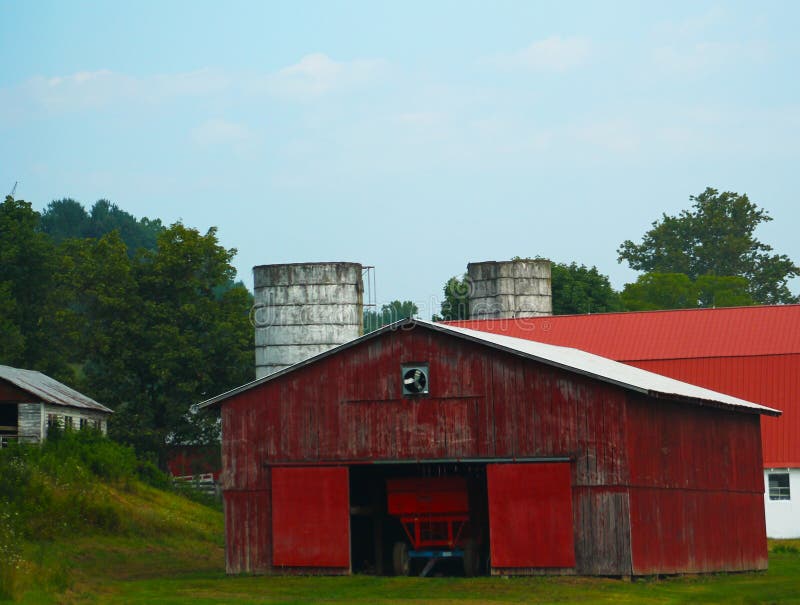 Big Red Barn and tractor stock photo. Image of silo, rustic - 43252334