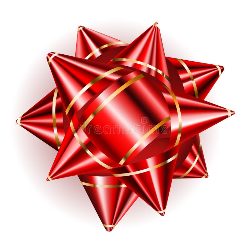Big Red Bow with Golden Strips Stock Vector - Illustration of ribbons ...