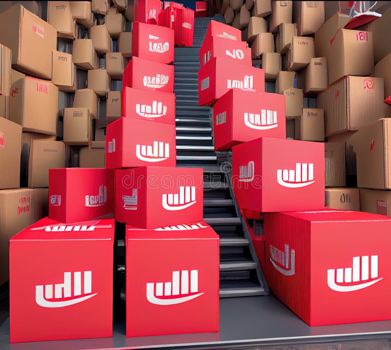 Big Red Boxes Close-up. Generative AI Stock Photo - Image of shape ...