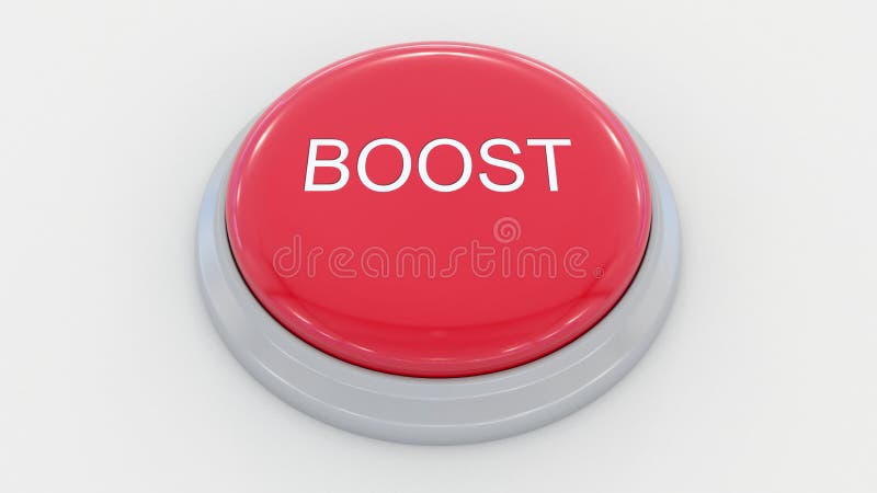 Big Red Button with Boost Inscription. Conceptual 3D Rendering Stock ...