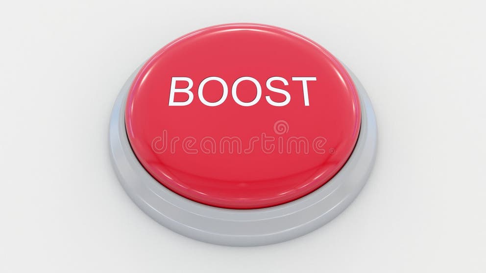 Big Red Button with Boost Inscription. Conceptual 3D Rendering Stock ...