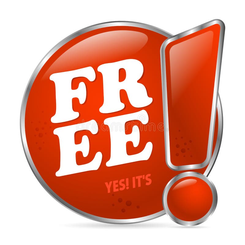 Big Red Button and Its Free. Sticker on the Door Stock Vector ...