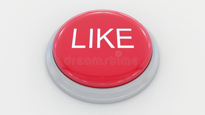 Big Red Button with Like Inscription. Conceptual 3D Rendering Stock ...