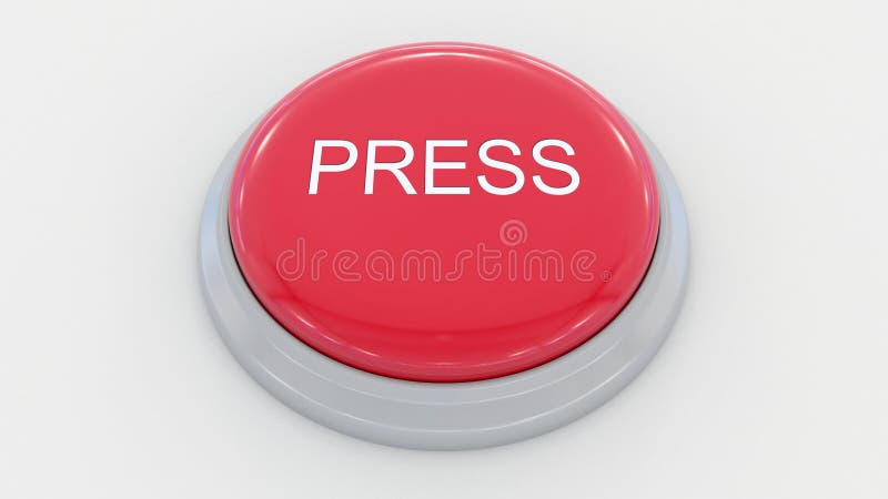 Big Red Button with Press Inscription. Conceptual 3D Rendering Stock ...