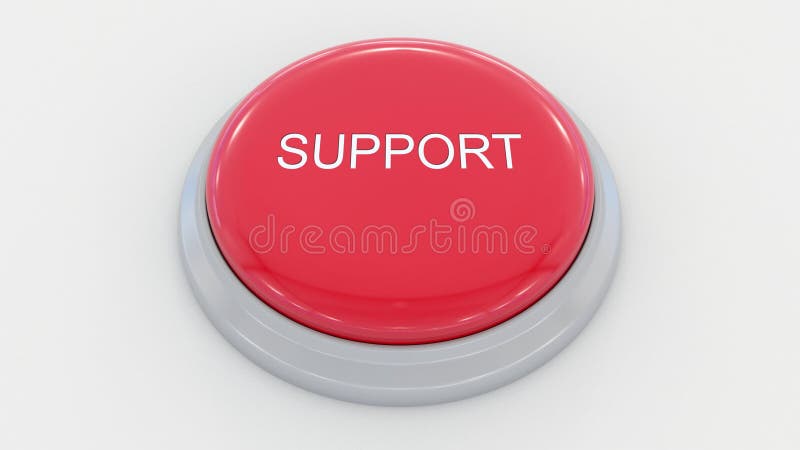 Big Red Button with Support Inscription. Conceptual 3D Rendering Stock ...