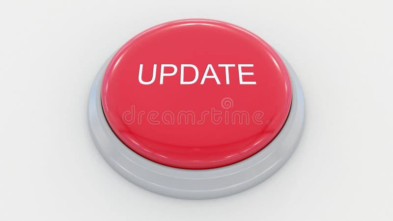 Big Red Button with Update Inscription. Conceptual 3D Rendering Stock ...