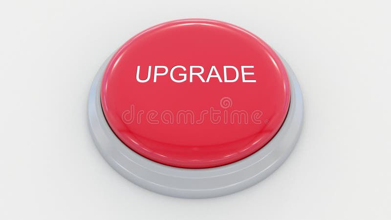Big Red Button with Upgrade Inscription. Conceptual 3D Rendering Stock ...