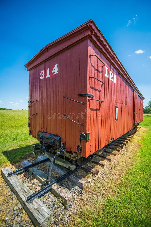 Big red caboose wagon stock image. Image of caboose, summer - 71853783