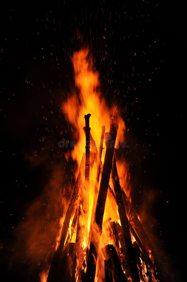 A big campfire at night stock photo. Image of branden - 136958806
