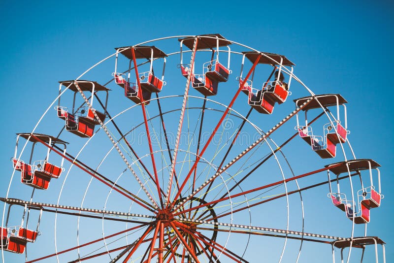 Big Red Carousel stock image. Image of retro, circle - 156896853