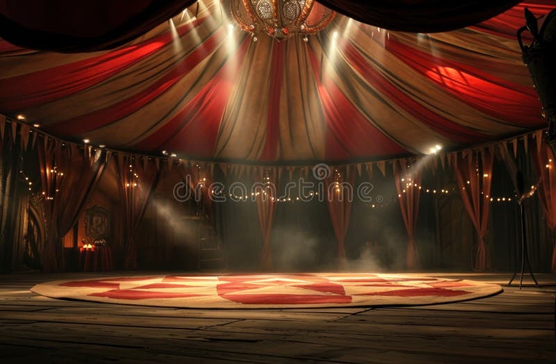 Big Red Circus Tent at Night Film Production Stock Image - Image of ...
