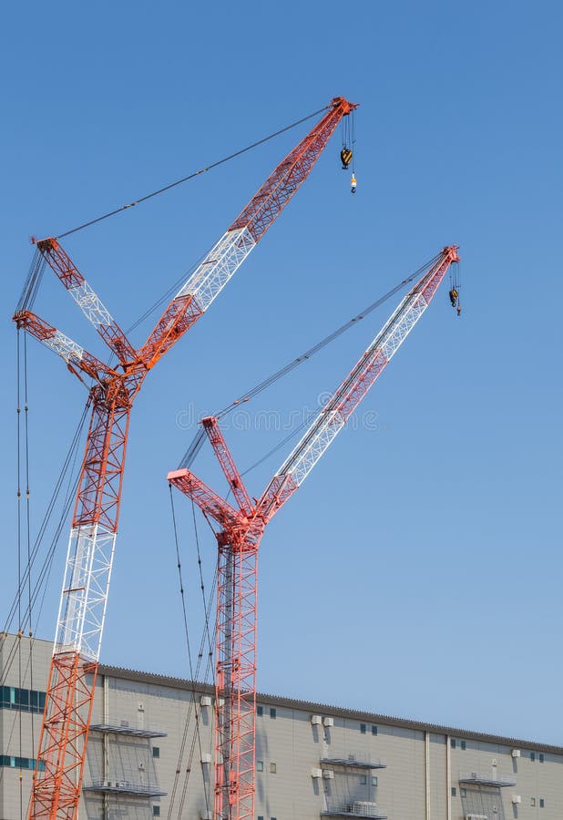 Big Red Crane at Construction Site Stock Image - Image of crane ...
