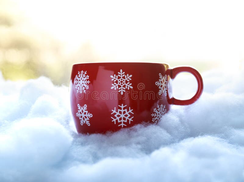 Big Red Cup of Coffee Christmas Cocoa, Winter Time Stock Photo - Image ...