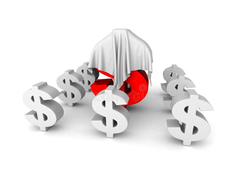 Big Red Different Dollar Currency Symbol Under White Cloth Stock ...