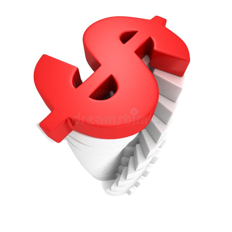Big Red Dollar Currency Symbol on Top of White Stack Tower Stock ...
