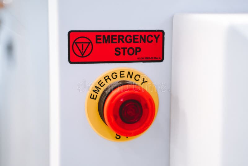 Big Red Emergency Button or Stop Button for Manual Pressing. Emergency ...