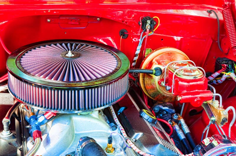 Big Block Chevrolet Engine in Vintage Muscle Car Editorial Stock Image ...