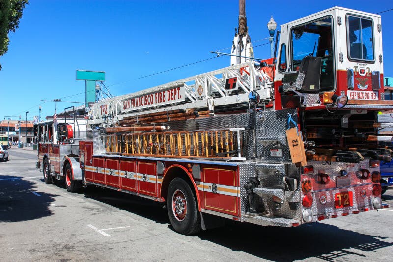 Big Red Fire Engine Standing on the Road. Big Fire Truck Ready To Help ...