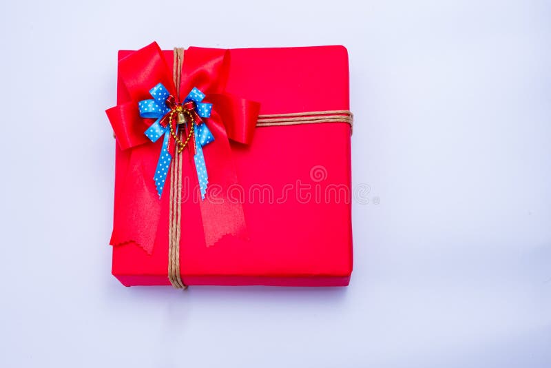 Big Red Gift Box on the White Background Stock Image - Image of line ...