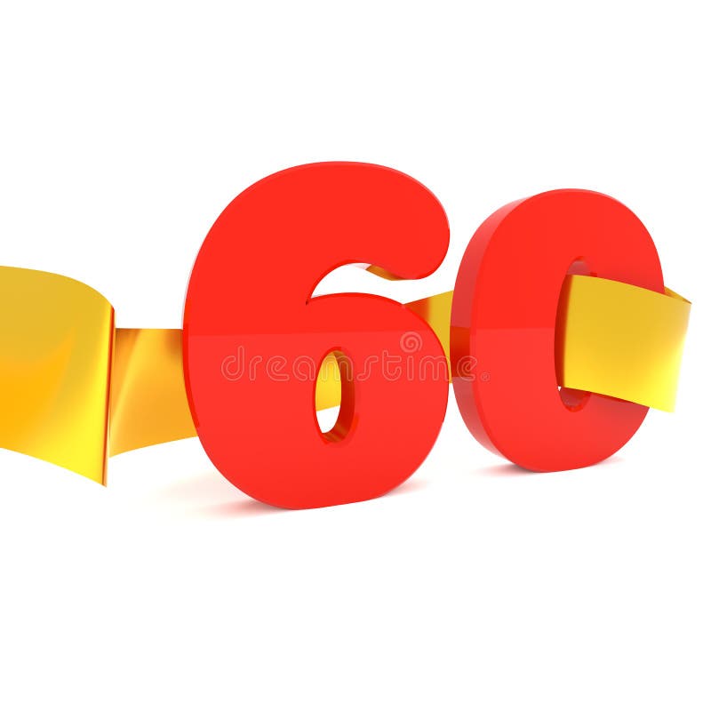 Red 60 with a Golden Ribbon Stock Illustration - Illustration of ...