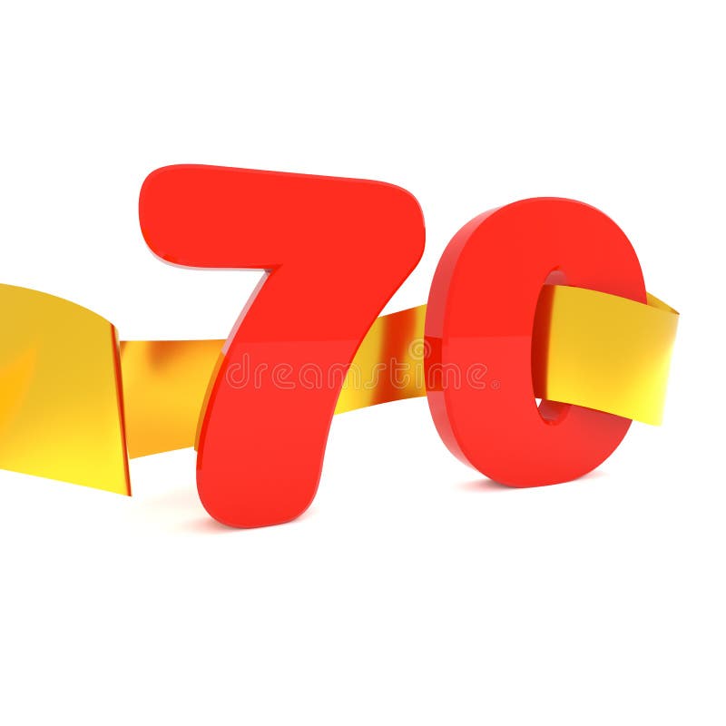 Red 70 with a Golden Ribbon Stock Illustration - Illustration of ...