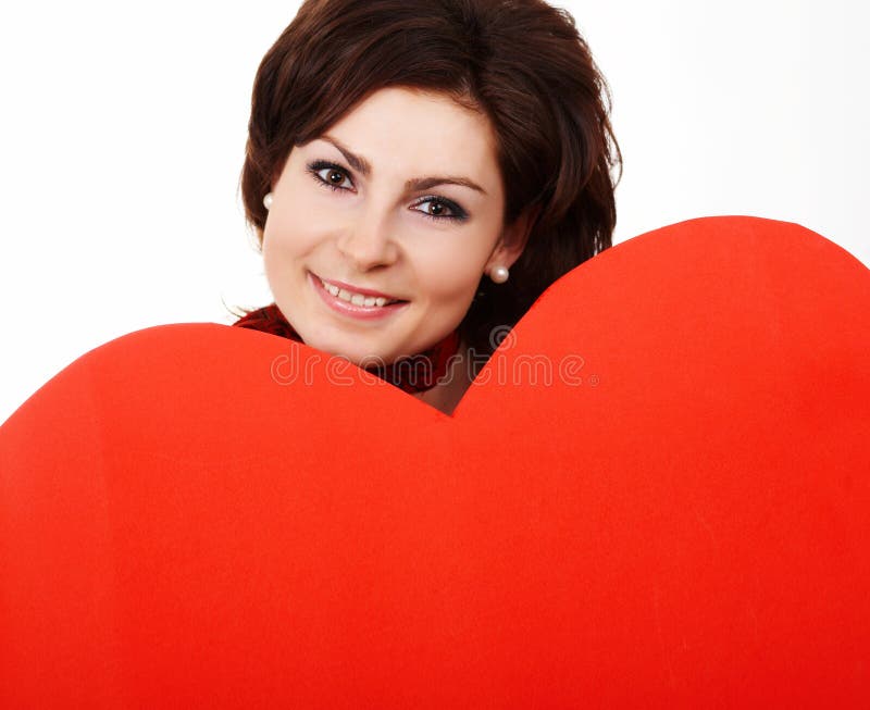 Big red heart stock image. Image of female, bite, adult - 4548383