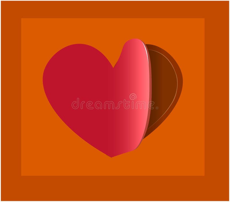 The Big Red Heart Has Come Off Half of the Bottom Layer. Stock Vector ...