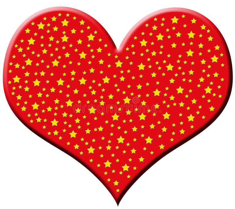 Big red heart with stars stock illustration. Illustration of sensation ...