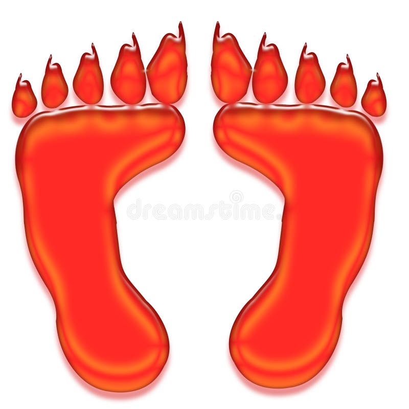 Big Red Human Feet with Animal Claws Stock Illustration - Illustration ...