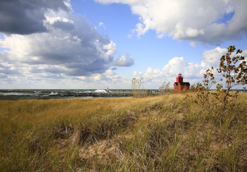 Big Red Lighthouse Holland Michigan Stock Photo - Image of michigan ...