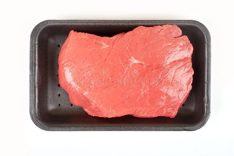 Big Red Meat Chunk in Package, on White Background Stock Image - Image ...