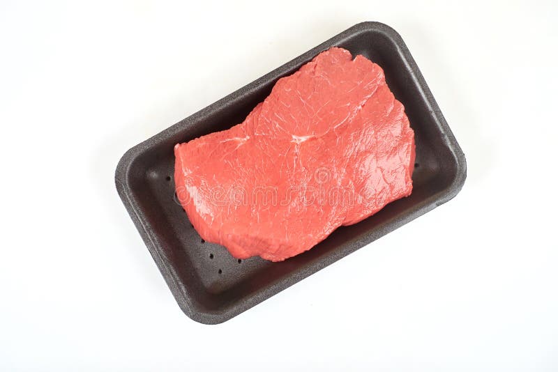 Big Red Meat in Package, on White Background Stock Photo - Image of ...